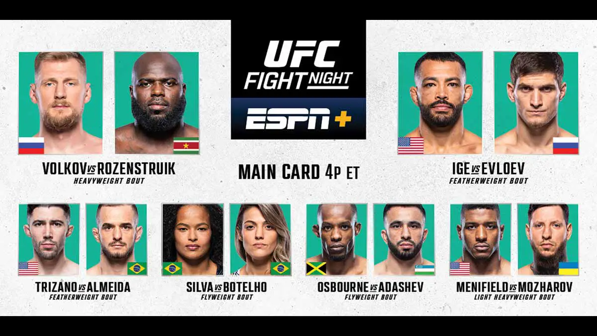 UFC Vegas 56/ Fight Night 207: Volkov vs Rozenstruik Results UFC Vegas 56/ Fight Night 207: Volkov vs Rozenstruik Results